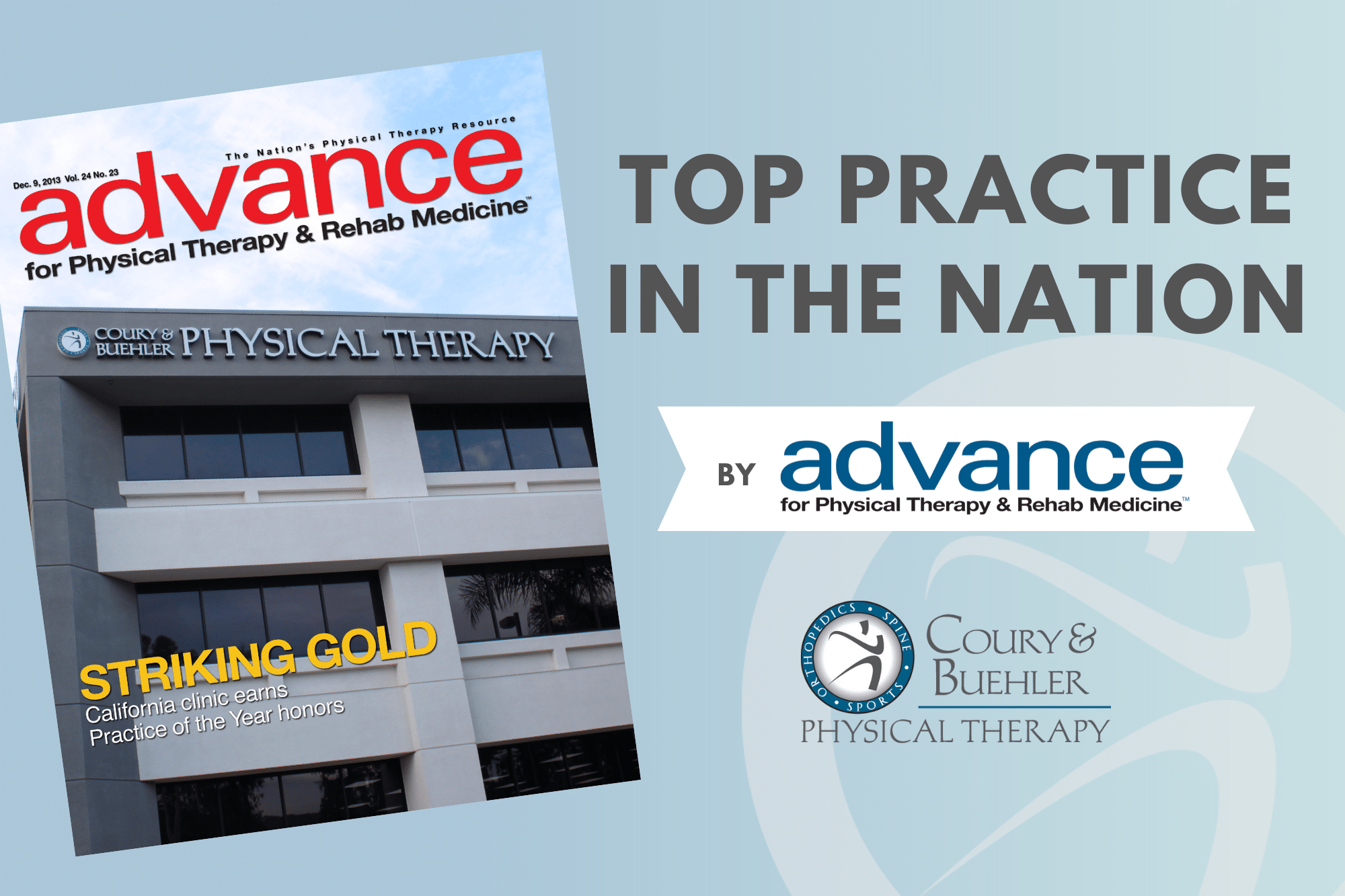 Top Practice in the Nation - Coury & Buehler Physical Therapy